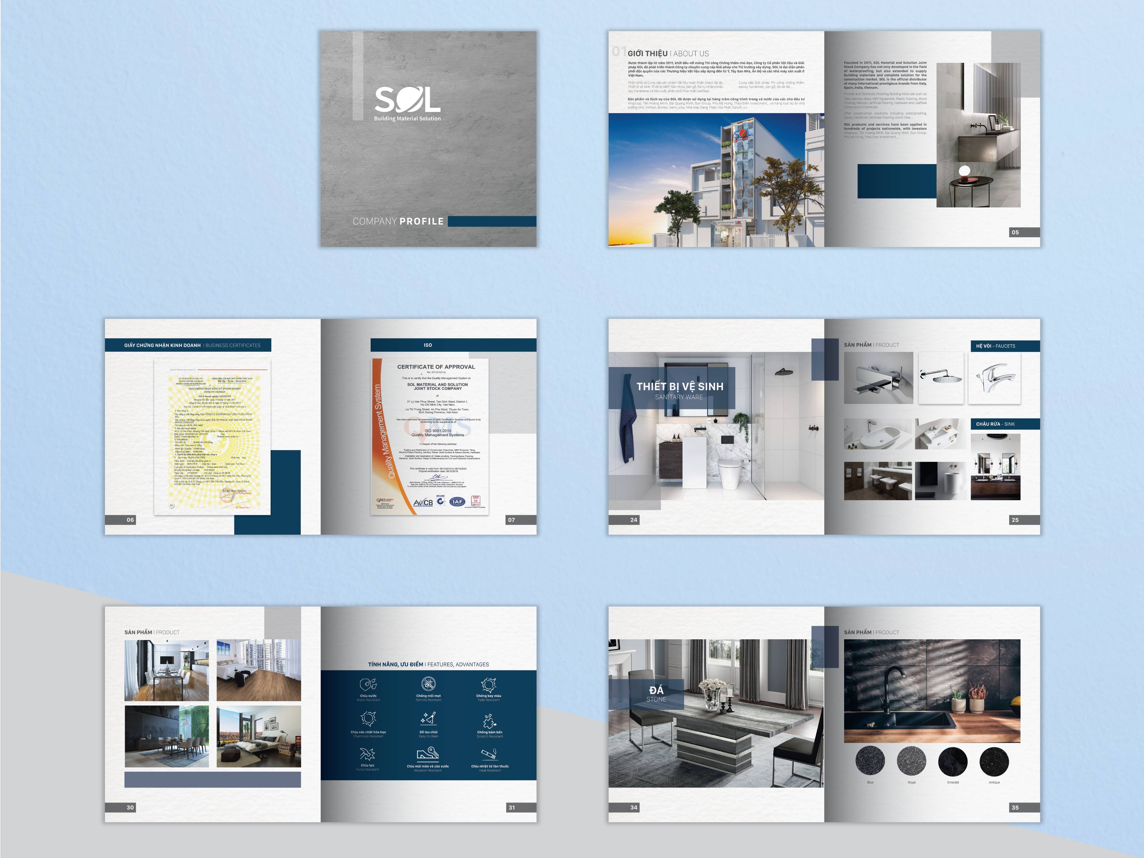 Thiết kế nhận diện thương hiệu, profile SOL Building Material Solution